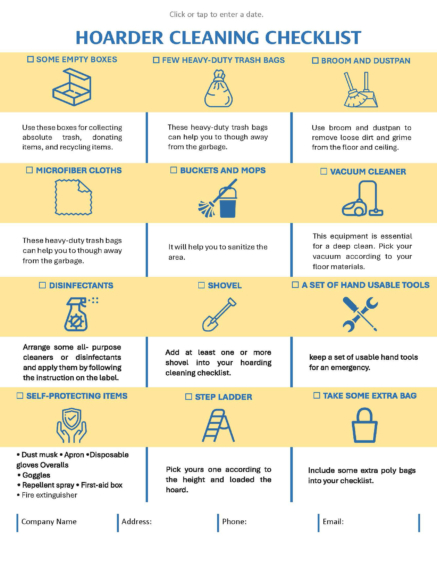 Free Hoarder Cleaning Checklist Templates