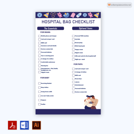 10 Printable Hospital Bag Essential Checklists