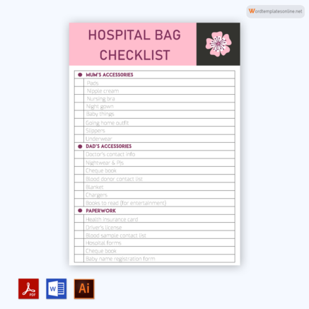 10 Printable Hospital Bag Essential Checklists