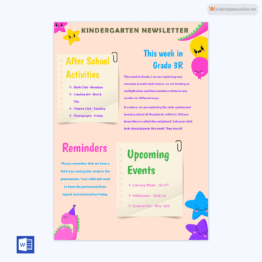 12 Free Kindergarten Newsletter Templates