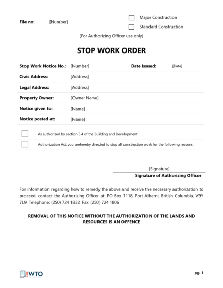 Free Stop Work Order Templates