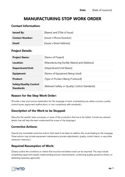 Free Stop Work Order Templates