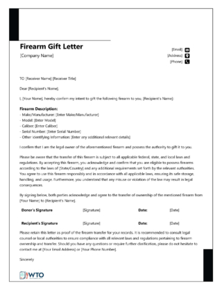 Firearm Gift Letter Templates