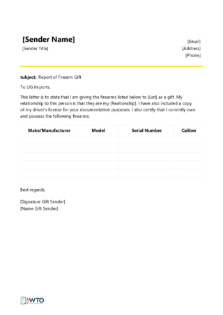 Firearm Gift Letter Templates