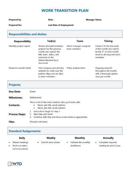 Free Work Transition Plan Templates (Excel)