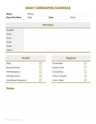 Caregiver Schedule / Daily Checklist Templates
