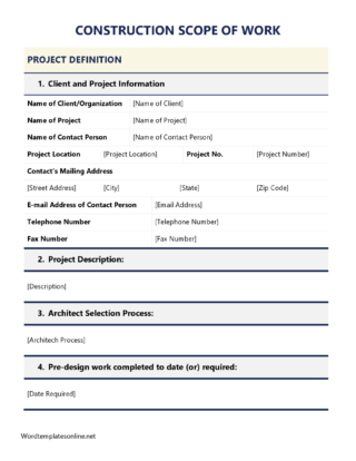 Free Construction Scope of Work Templates