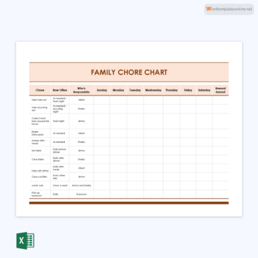 10 Free Family Chore Chart Templates - Printable