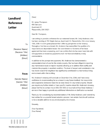 Sample Landlord Reference Letters for a Tenant