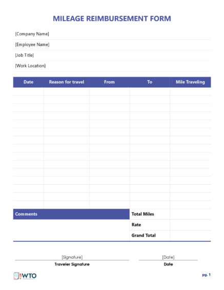 Free Mileage Reimbursement Forms | Word, Excel