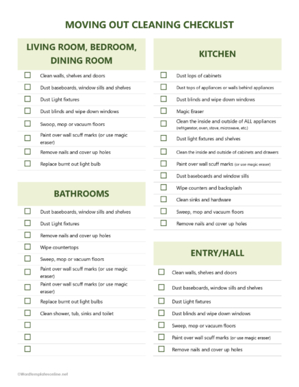 8 Free Move-Out Cleaning Checklists - Editable