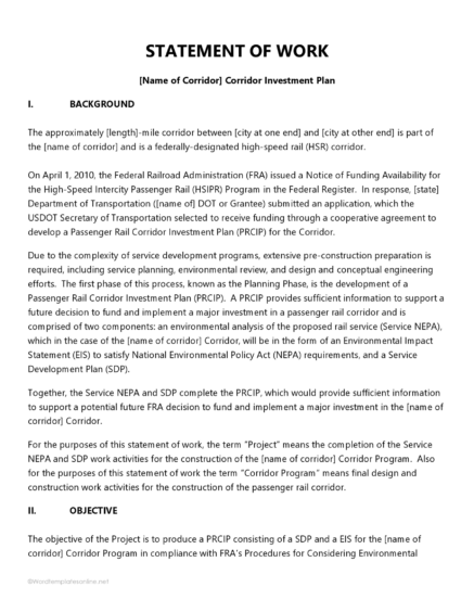 16 Statement of Work Templates | Word - Excel