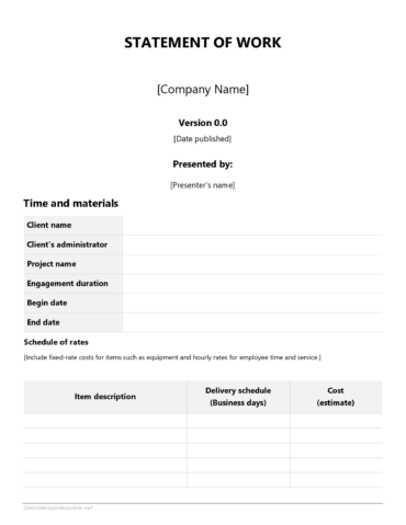 16 Statement of Work Templates | Word - Excel