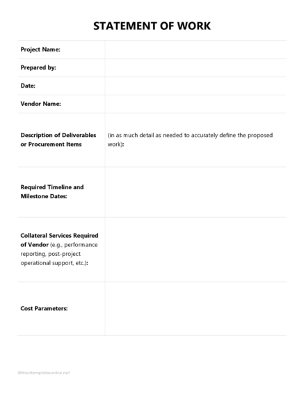 16 Statement of Work Templates | Word - Excel
