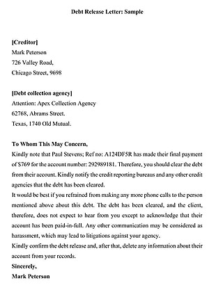 Debt Release Letter (How to Write) Free Samples