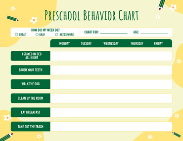 12 Free Preschool Behavior Chart Templates
