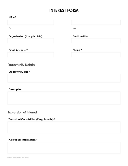 Free Interest Form Templates (Editable)