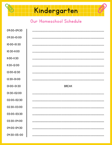 16 Free Kindergarten Homeschool Schedule Templates