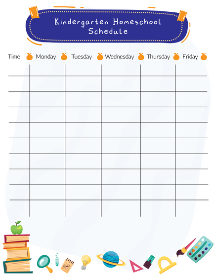 16 Free Kindergarten Homeschool Schedule Templates