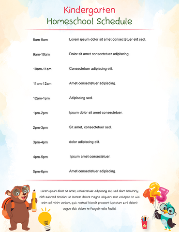 16 Free Kindergarten Homeschool Schedule Templates