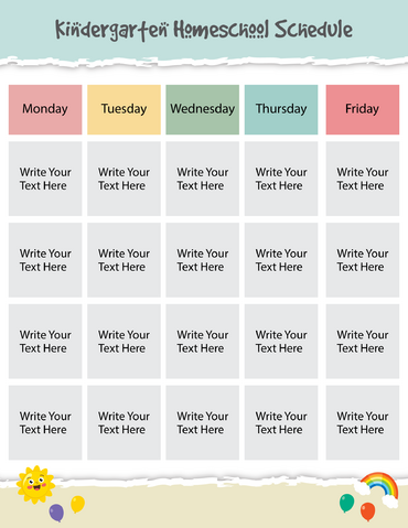 16 Free Kindergarten Homeschool Schedule Templates