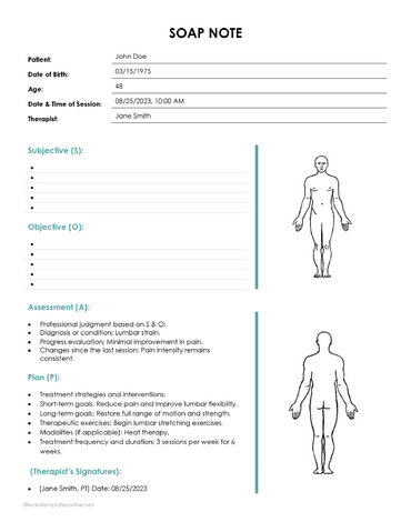 Free Physical Therapy SOAP Notes (Word - PDF)