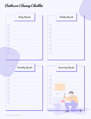 Free Printable Bathroom Cleaning Checklists [Word - Google Docs]