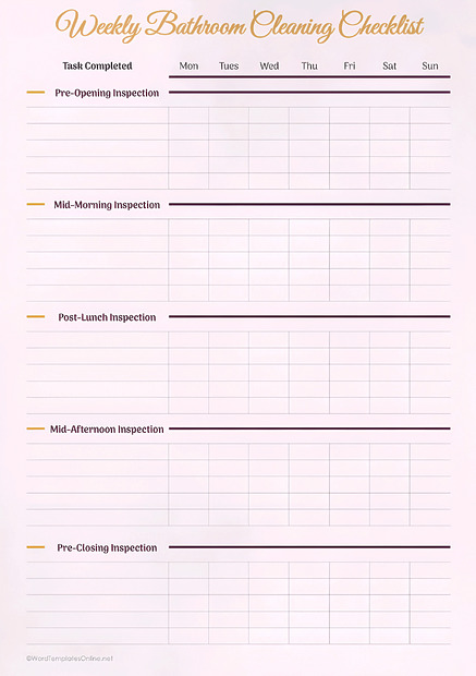 Free Printable Bathroom Cleaning Checklists [Word - Google Docs]
