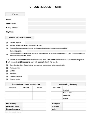 Free Check Request Forms (Word, Google Docs)