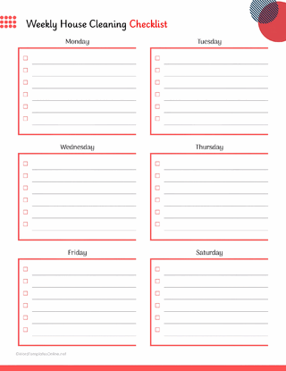 Printable House Cleaning Checklist Templates