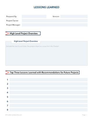 Free Lesson Learned Templates [Word - Excel]