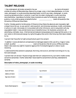 6 Free Talent Release Form Templates | Word - Google Docs