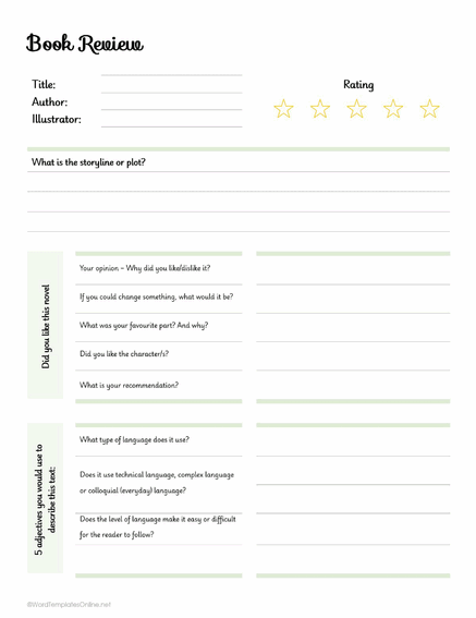 10 Free Editable Book Review Templates (Word, Google Docs)