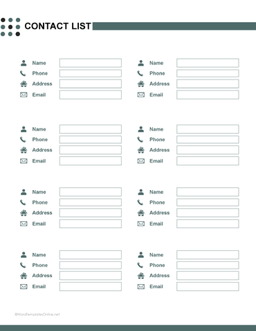 18 Free Contact List Templates - Customizable - Excel, Word