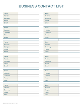 18 Free Contact List Templates - Customizable - Excel, Word