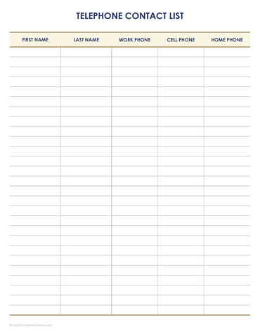18 Free Contact List Templates - Customizable - Excel, Word