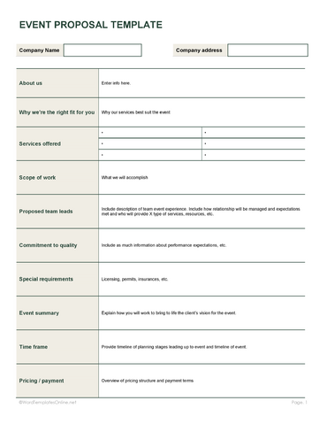 Free Event Proposal Templates (Editable) - Word, Google Docs