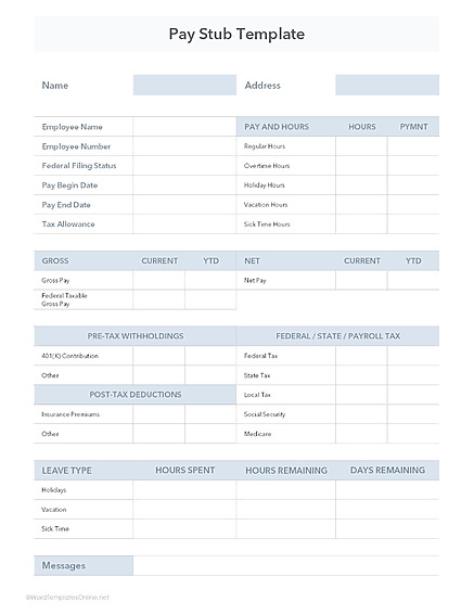 8 Free Pay Stub Templates (Word, Excel, GDocs, Sheets)