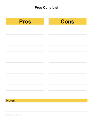 Pros and Cons List Templates (Free Download)