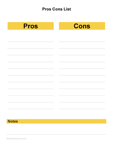 Pros and Cons List Templates (Free Download)
