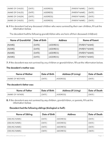 Free Affidavit of Heirship Form | Word - Google Docs