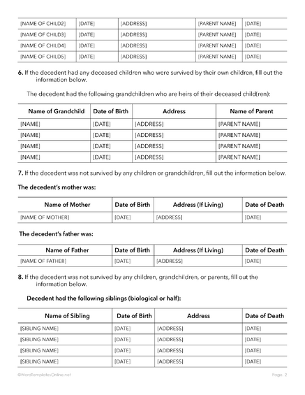 Free Affidavit of Heirship Form | Word - Google Docs
