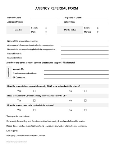 Free Referral Form Templates - 100% Editable