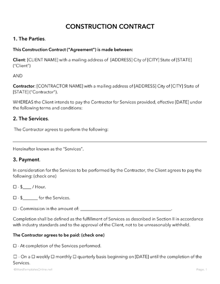 Free Construction Contract Templates | Word | Google Docs