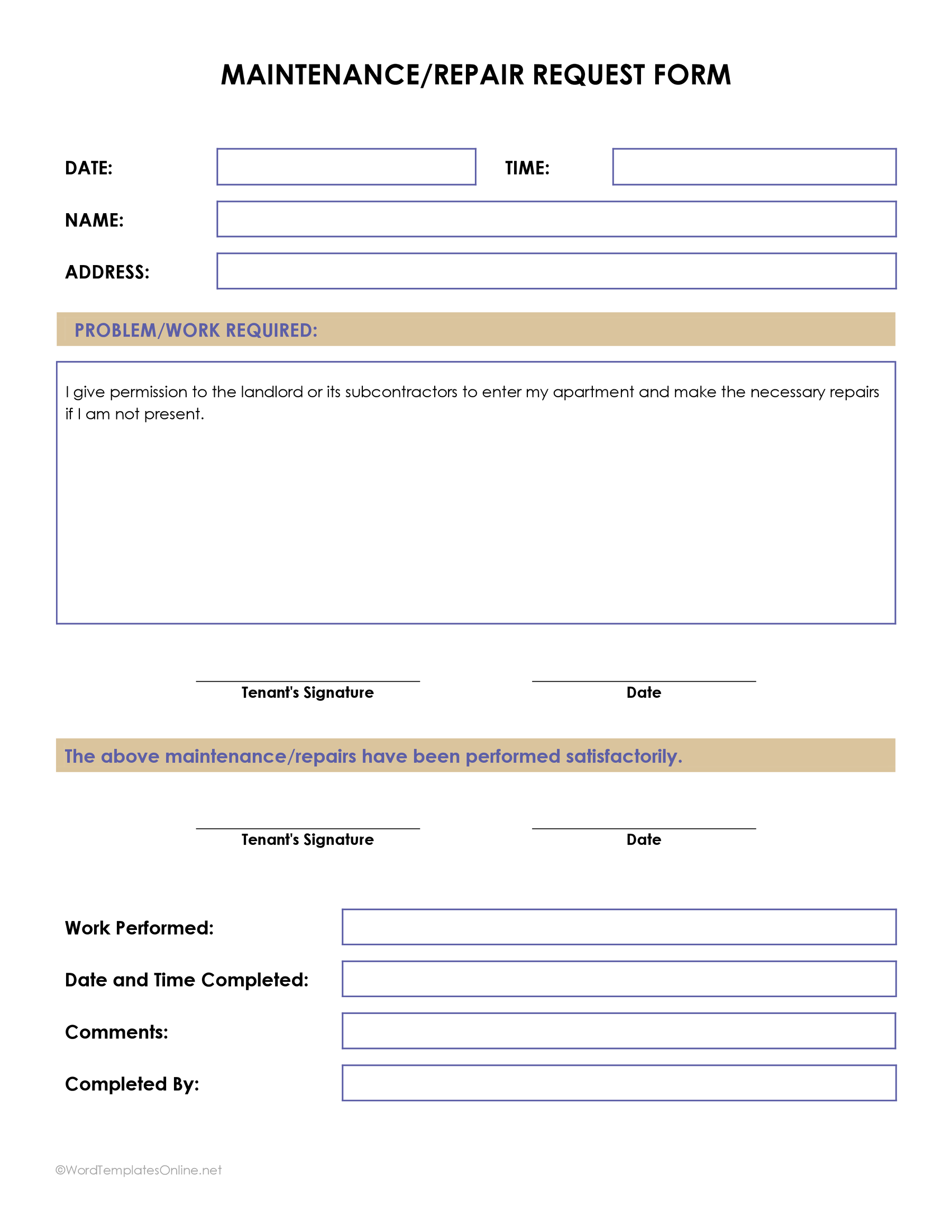 Free Maintenance Request Forms to Handle Repairs