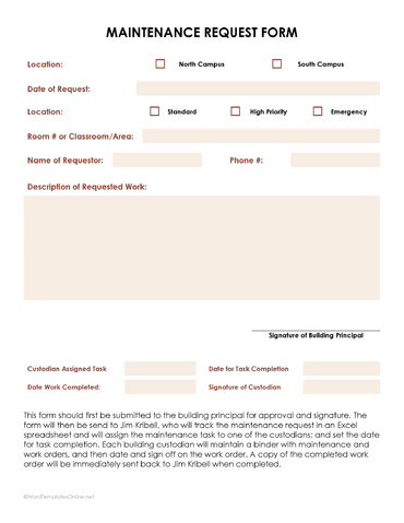 Free Maintenance Request Forms to Handle Repairs
