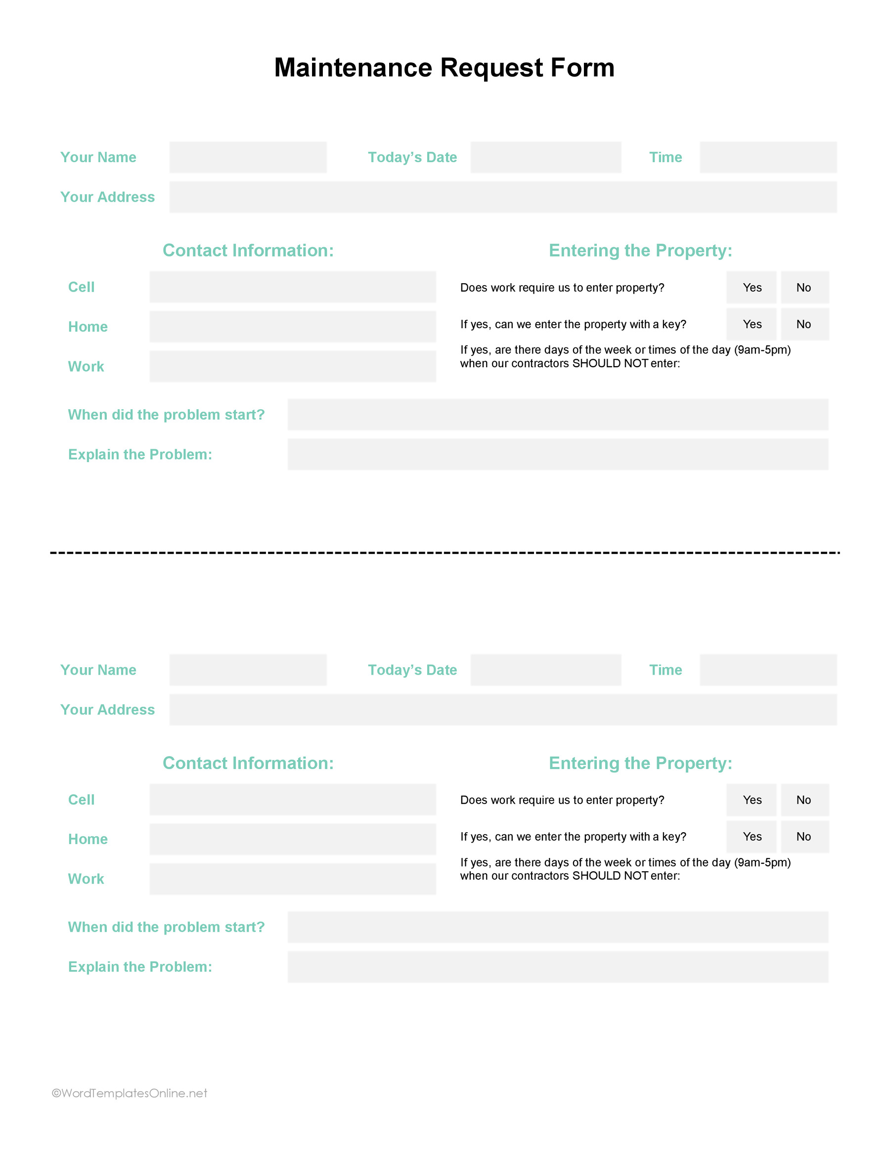 Free Maintenance Request Forms to Handle Repairs