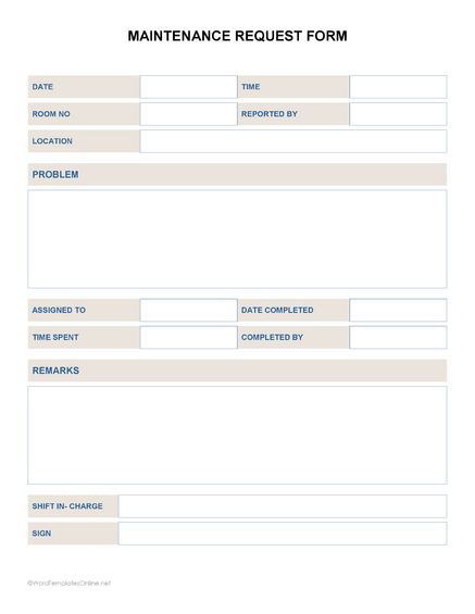 Free Maintenance Request Forms to Handle Repairs