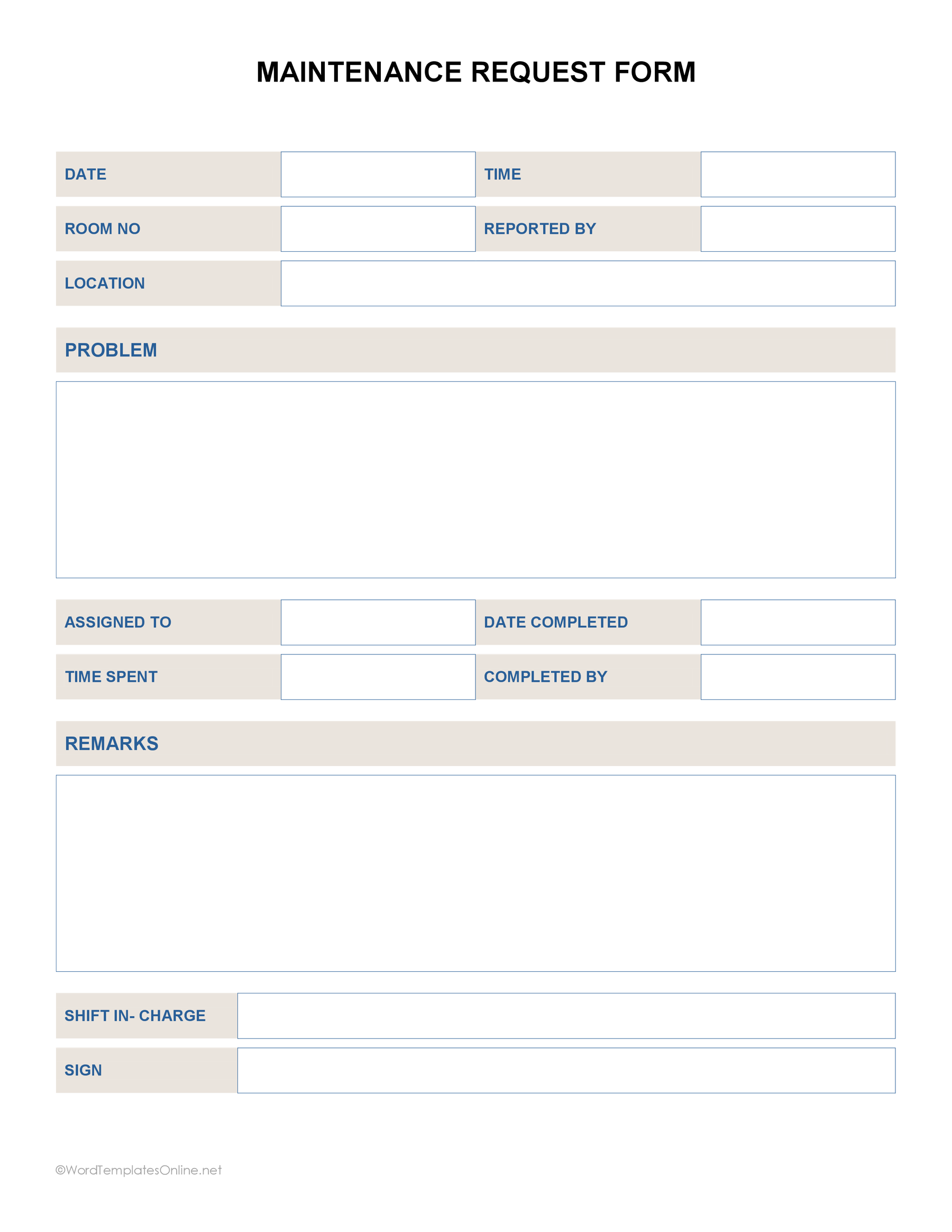 Free Maintenance Request Forms to Handle Repairs