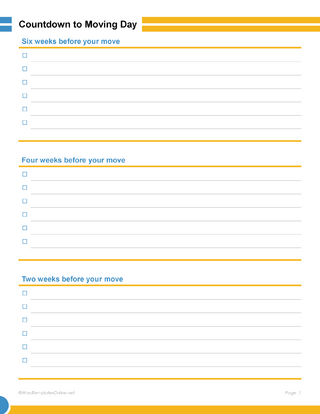 Printable Moving Checklist Templates - Word & Excel